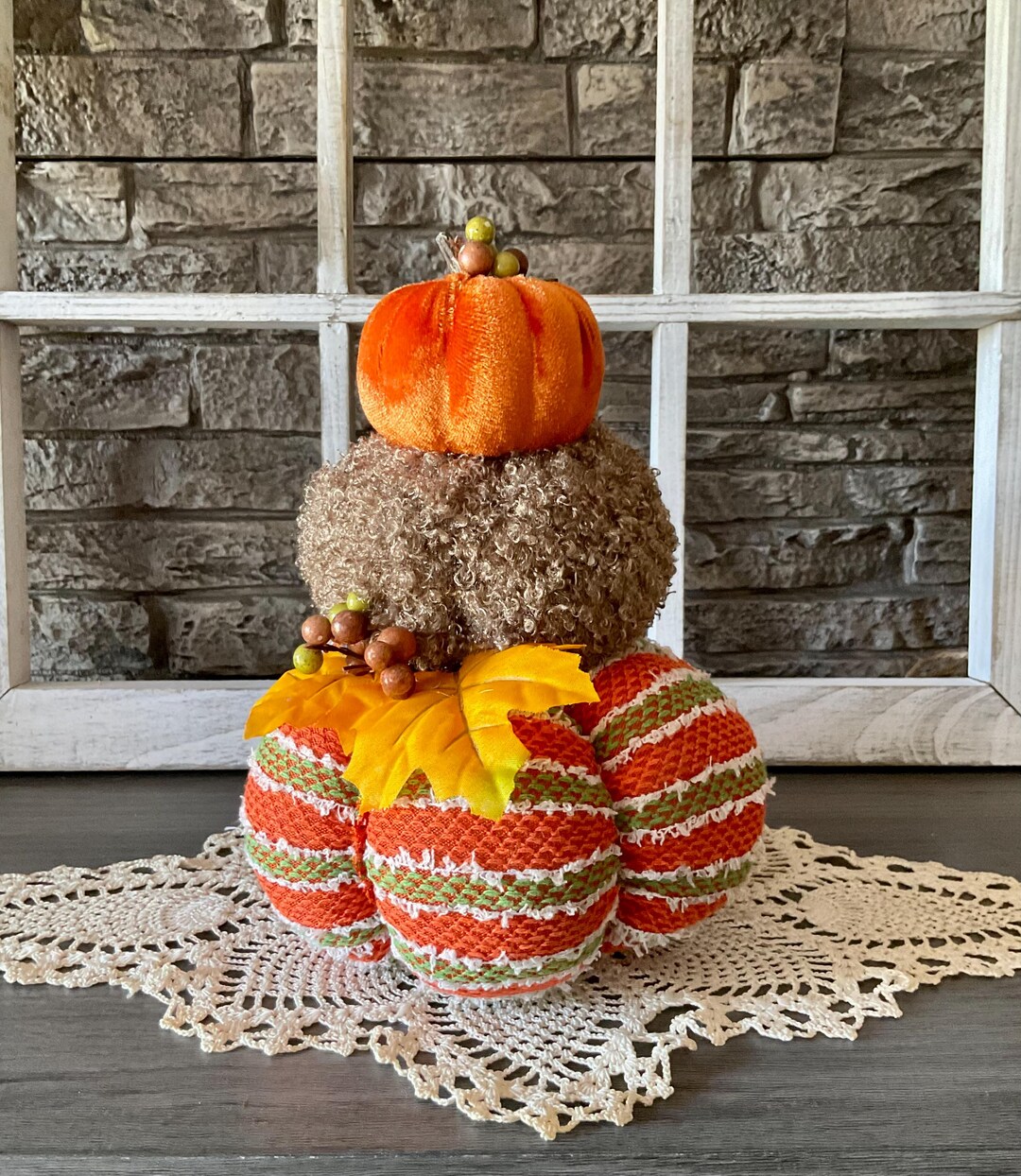 Triple Stacked Fabric Pumpkin Table Top Fall Decor/thanksgiving Autumn ...