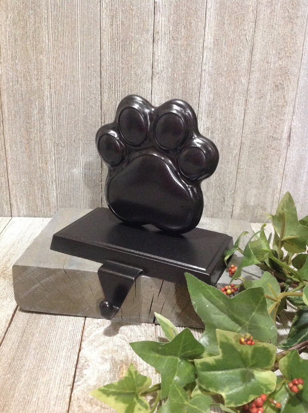 Oil Rubbed Bronze Dog Paw Stocking Hanger, Paw Print Stocking Holder ...