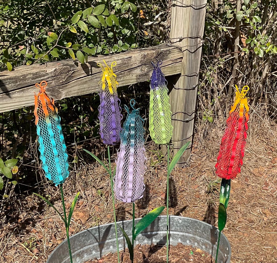 5 Multi-color Mesh Wire Corn Stalks - Fall Autumn Thanksgiving Garden ...