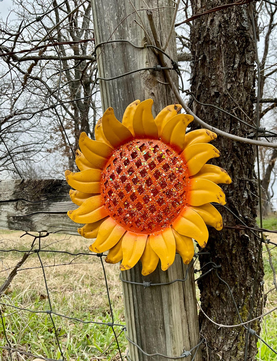 Glittery SUNFLOWER for Hanging / Sunflower Patio Wall Fence Front Door ...