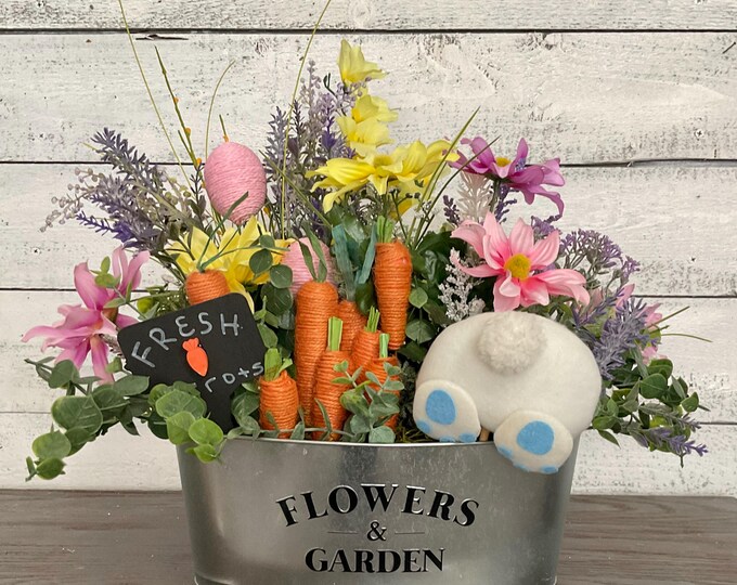 Easter Table Top Arrangement With a Bunny Butt 'FRESH CARROTS' /faux ...