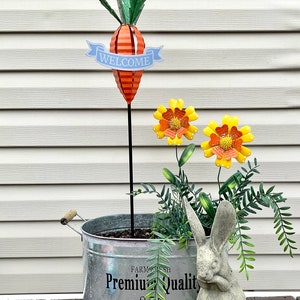 Metal Carrot Yard Stake W/welcome Sign 31" Tall - Easter Garden Stake ...