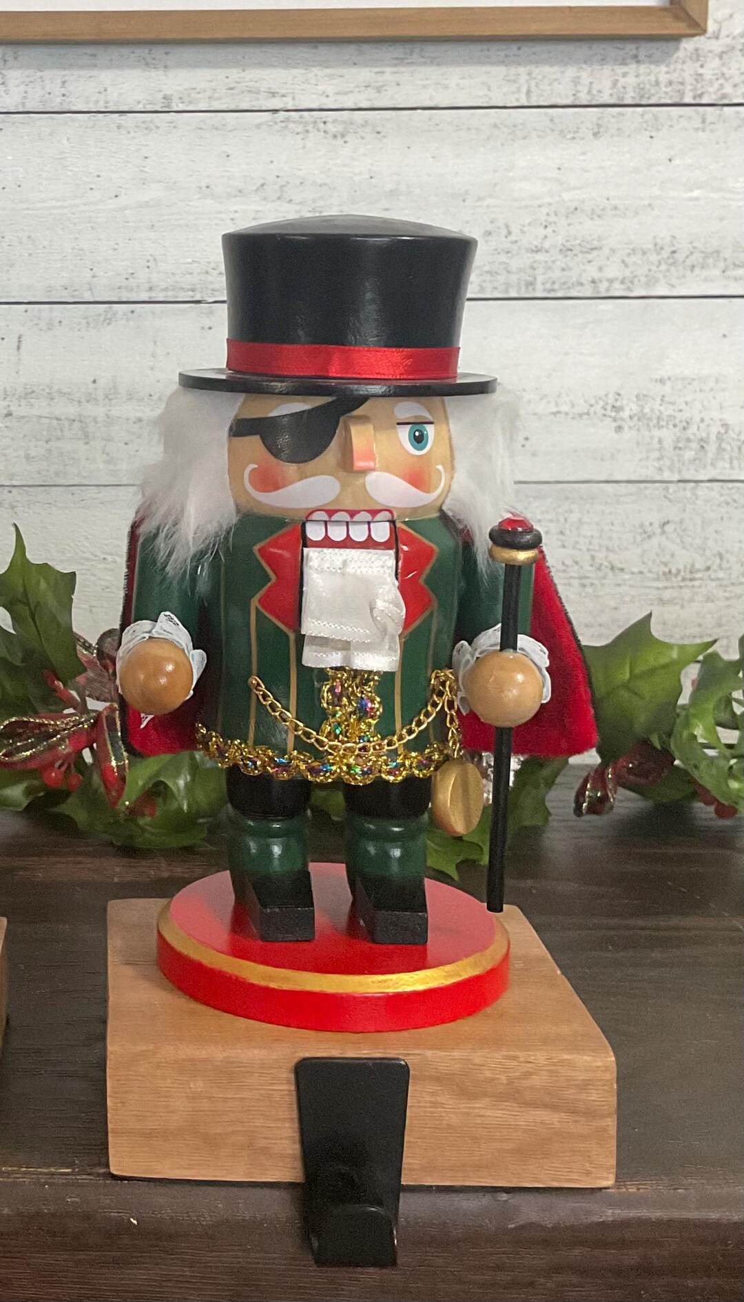 Wood Nutcracker Stocking Holder 'the EMPEROR' / 8" Soldier Nutcracker ...