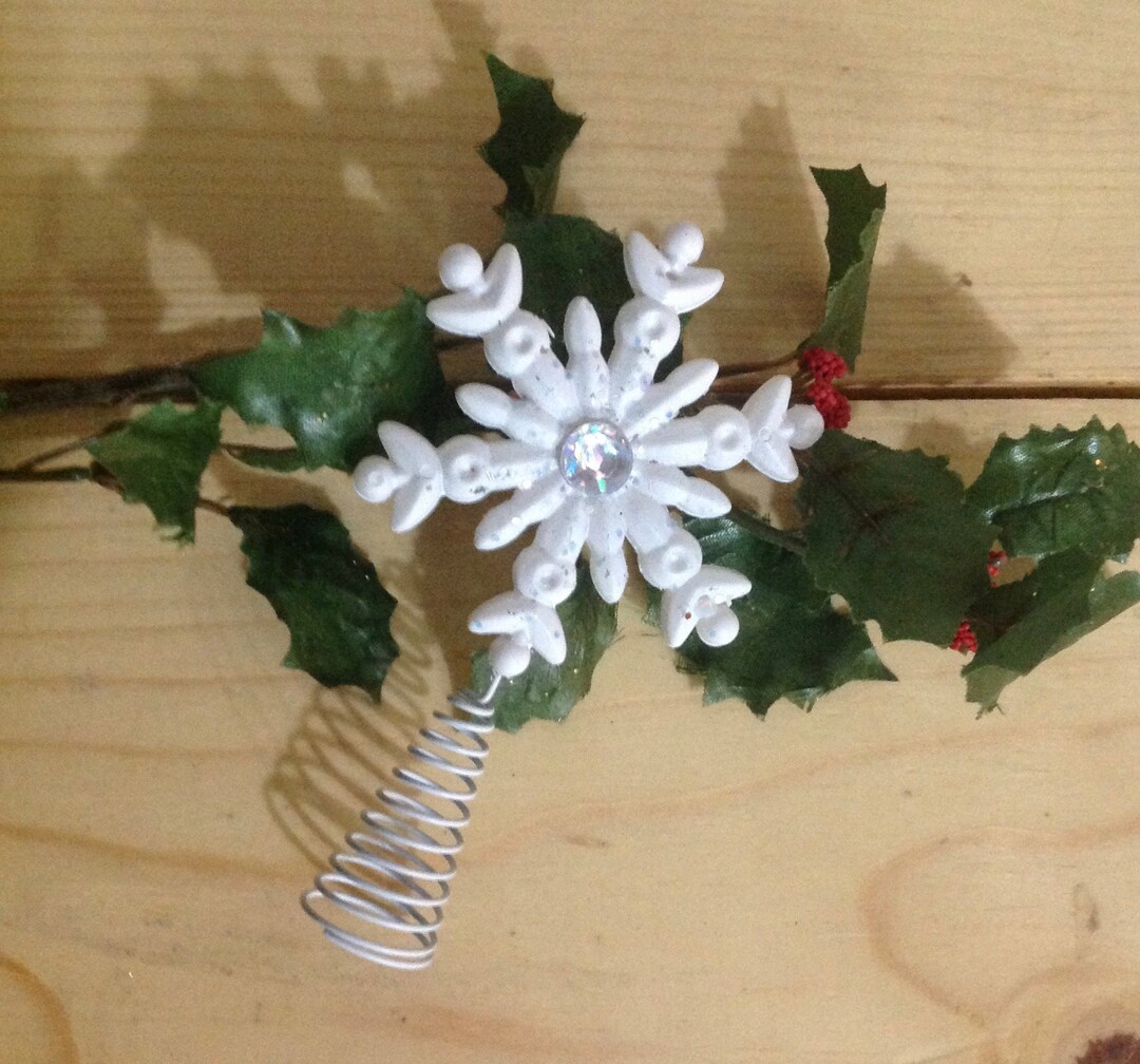 Tiny White Snowflake Tree Topper 2.5' Wide Small Christmas Tree Topper ...
