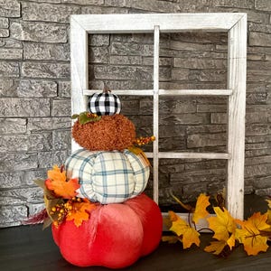Festive Quadruple Stacked Fabric Pumpkin Table Top Fall Decor ...