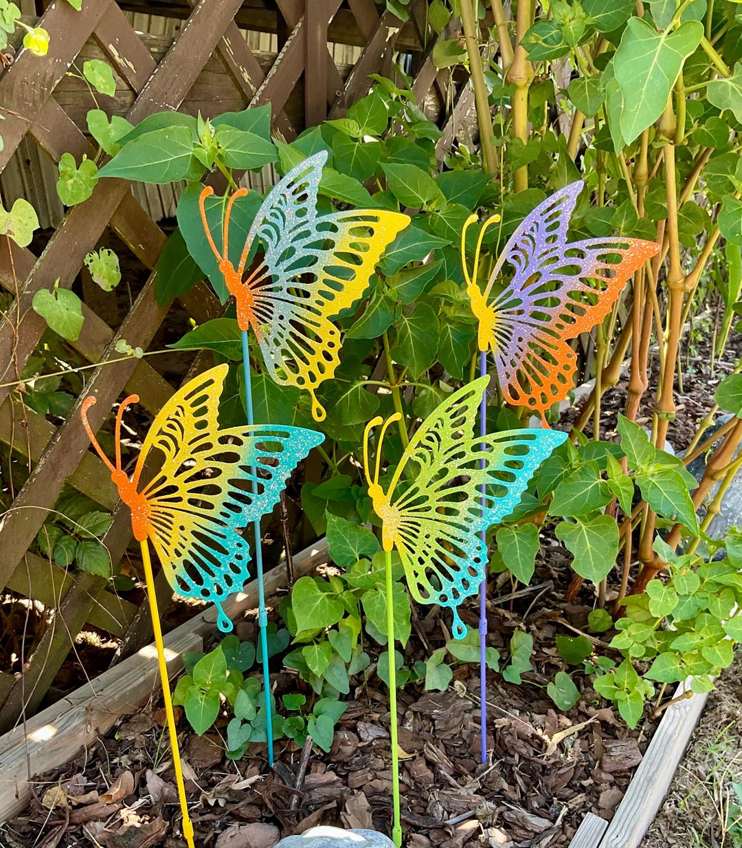 Set of 4 Alluring Butterfly Stakes/flower Pot Stakes/ombre Butterfly ...