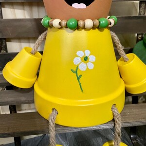 DAISY POTTER Clay Pot People Planter / Large Yellow Whimsy Flower Pot ...