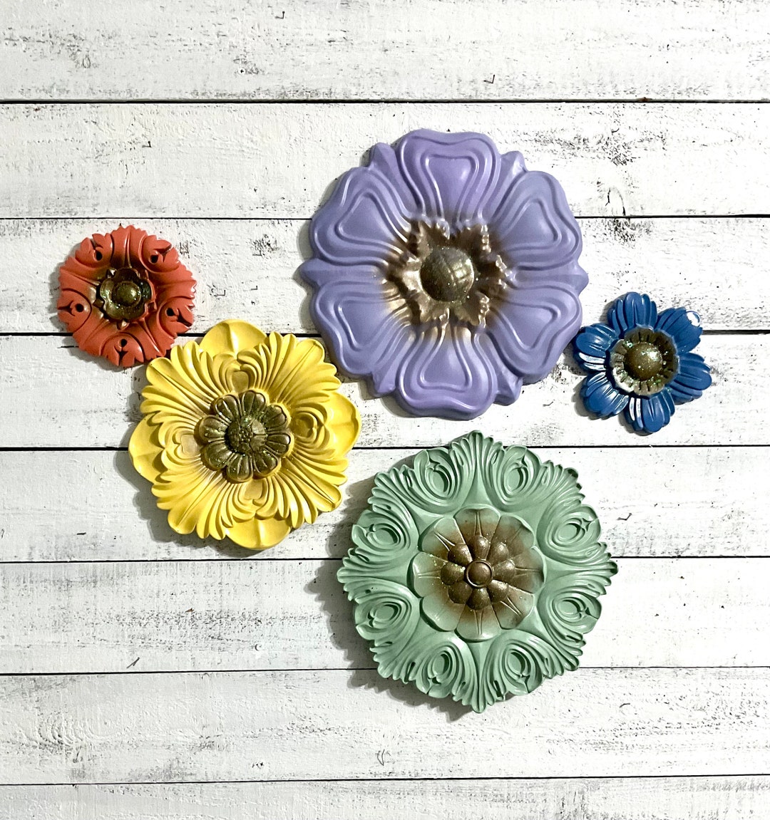 HAPPY MORNINGS Scatter Flowers Set of 5 Wall Fence Art - Flowers to ...