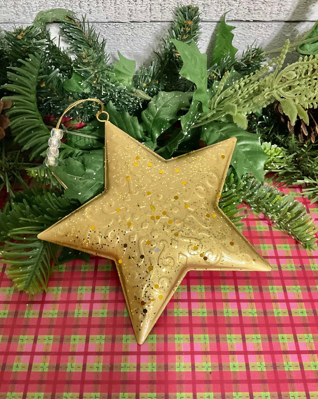 6" Embossed Gold STAR Ornament or Gift Tag, Christmas Tree Ornament ...