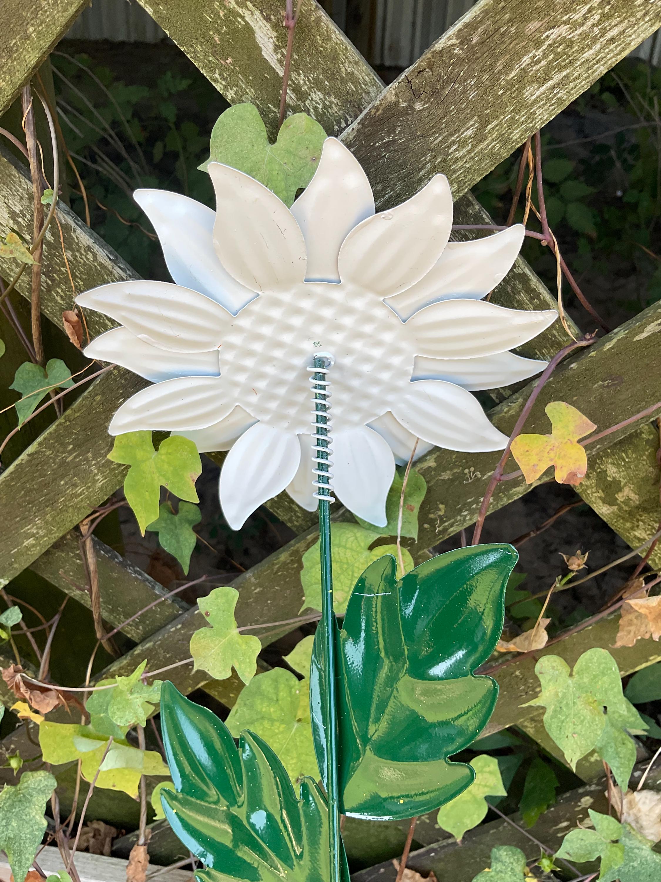 Colorful SUNFLOWER SMILES Garden Stake 25" X 6"/hand Painted Teal White ...