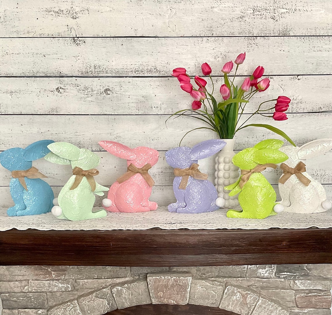 Cotton Tail Easter Bunny Table Top Decor - Pick Your Color - Mint Lime ...