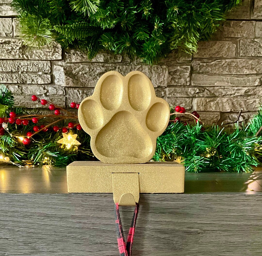 Large Shimmery Gold Dog Paw Print Stocking Holder Head Gold - Etsy