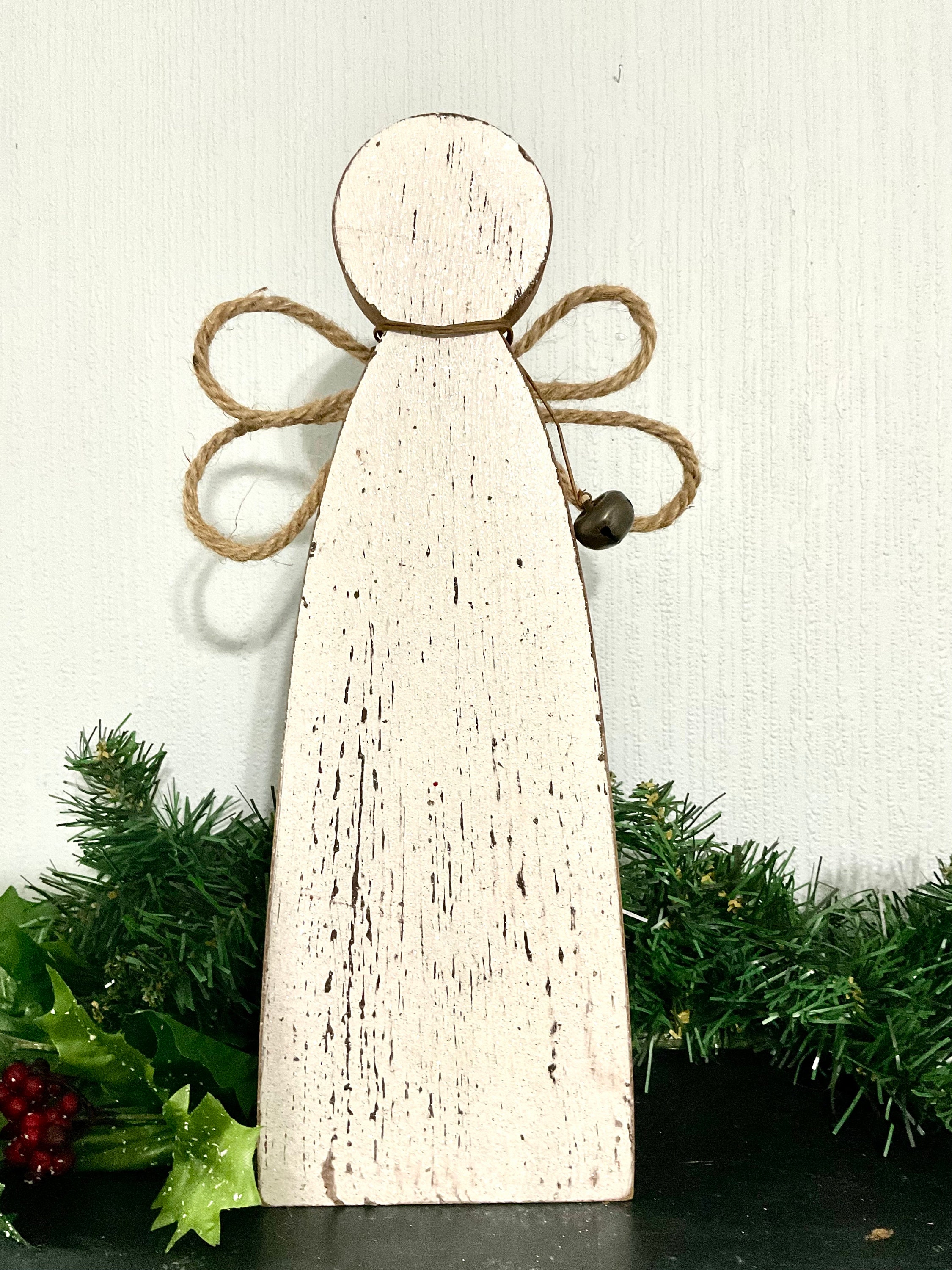 Pair Wooden Farmhouse Angel Shelf Sitters Freestanding White - Etsy