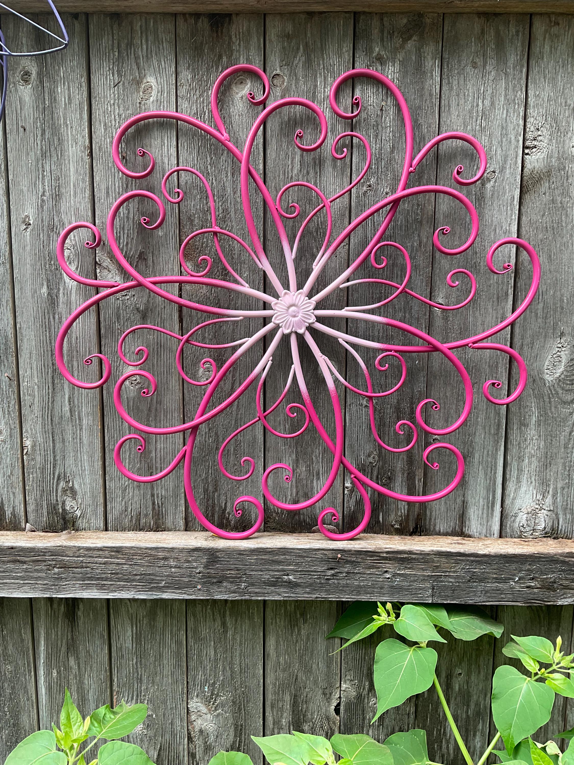 Hand-painted Iron Flower Set: Colorful Metal Garden Wall Decor - Etsy