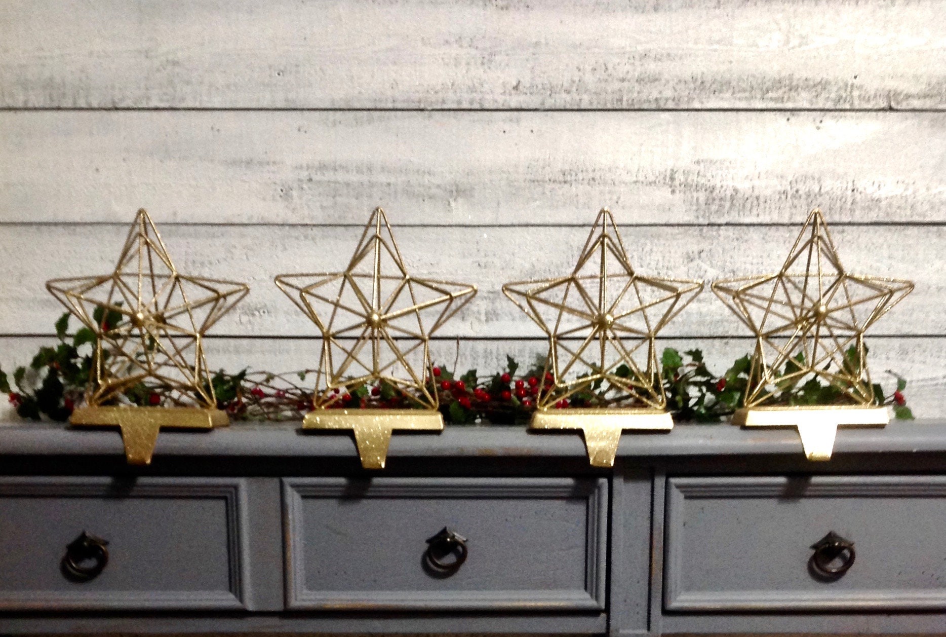 Large 3D Open Star Stocking Hanger Glistening Gold / Large - Etsy