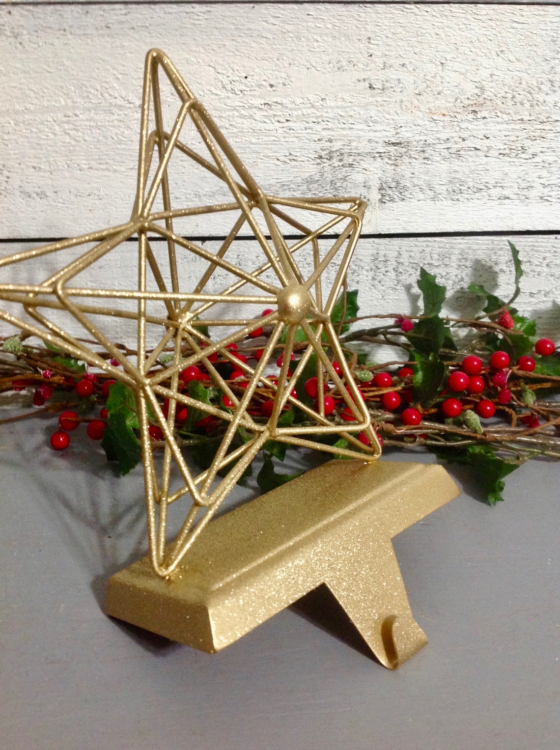 Large 3D Open Star Stocking Hanger Glistening Gold / Large - Etsy