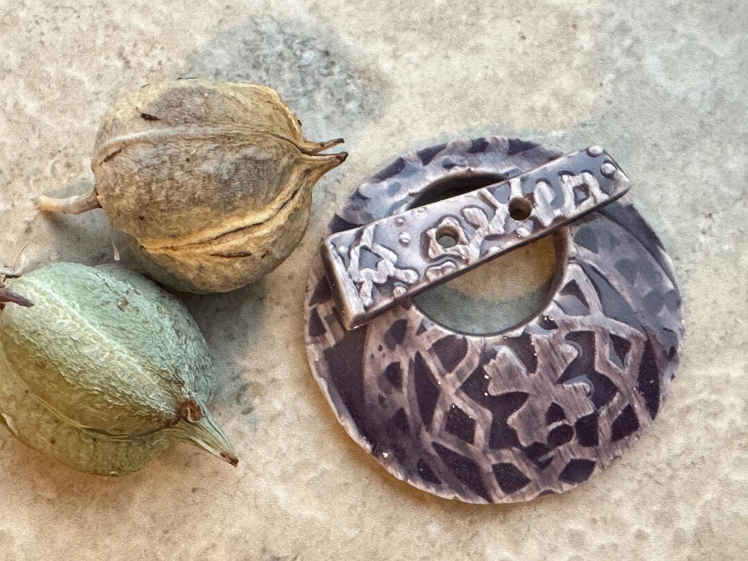 Toggle Clasp, Ceramic Toggle, Purple Toggle, Moroccan Toggle, Ginkgo ...