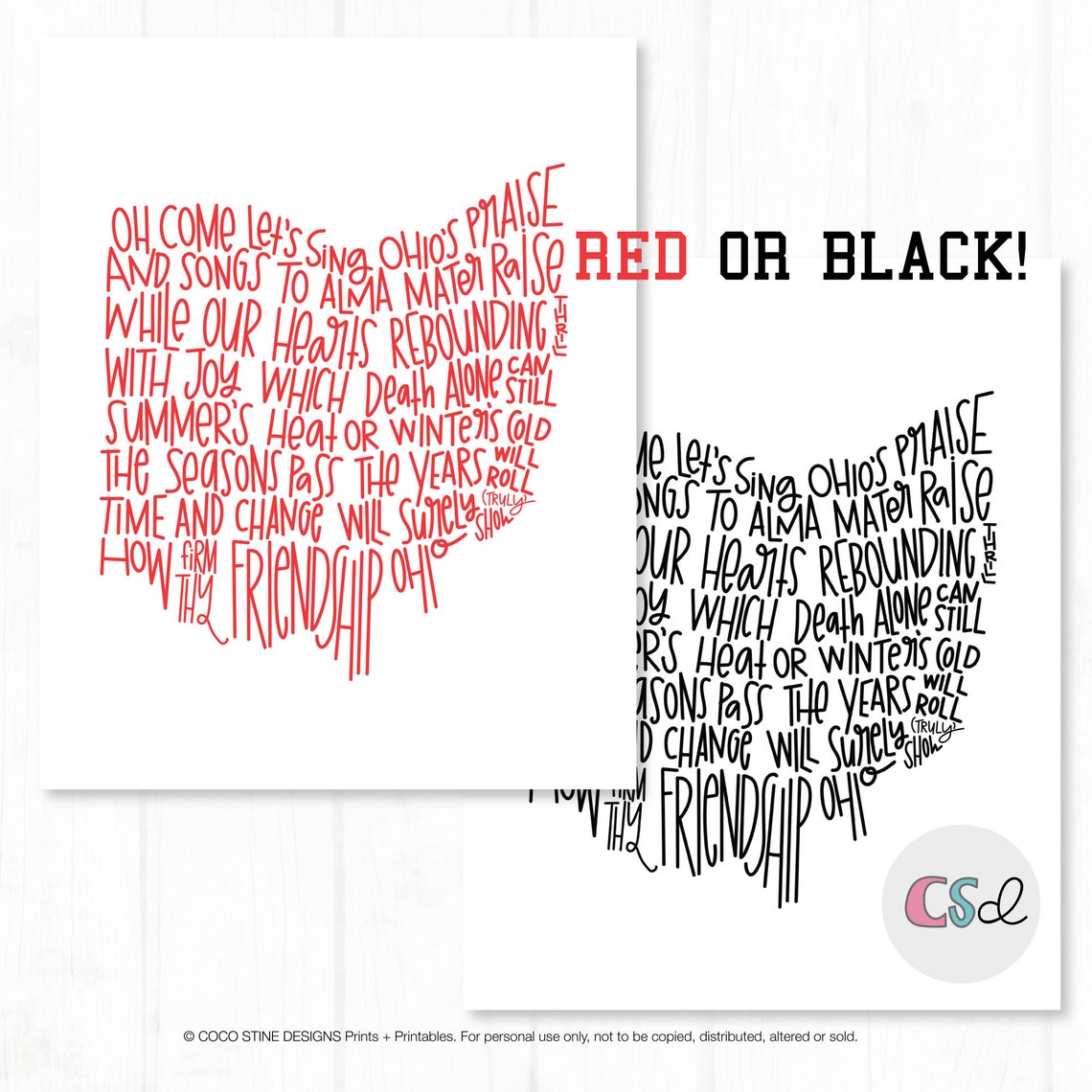 The Ohio State University Carmen Ohio Lyrics - Etsy