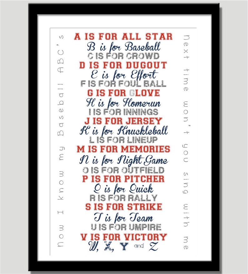 Baseball ABC Print for Nursery or Playroom 11x17 Print Can - Etsy