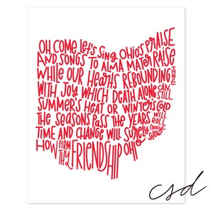 The Ohio State University Carmen Ohio Lyrics - Etsy