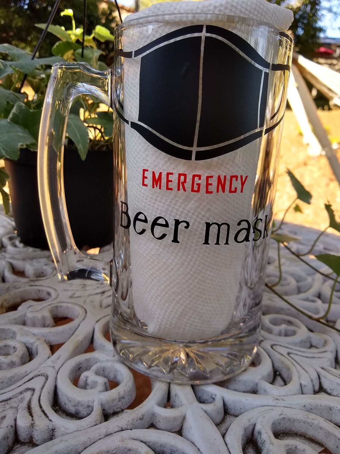 Beer Glass: Emergency Beer Mask | Etsy