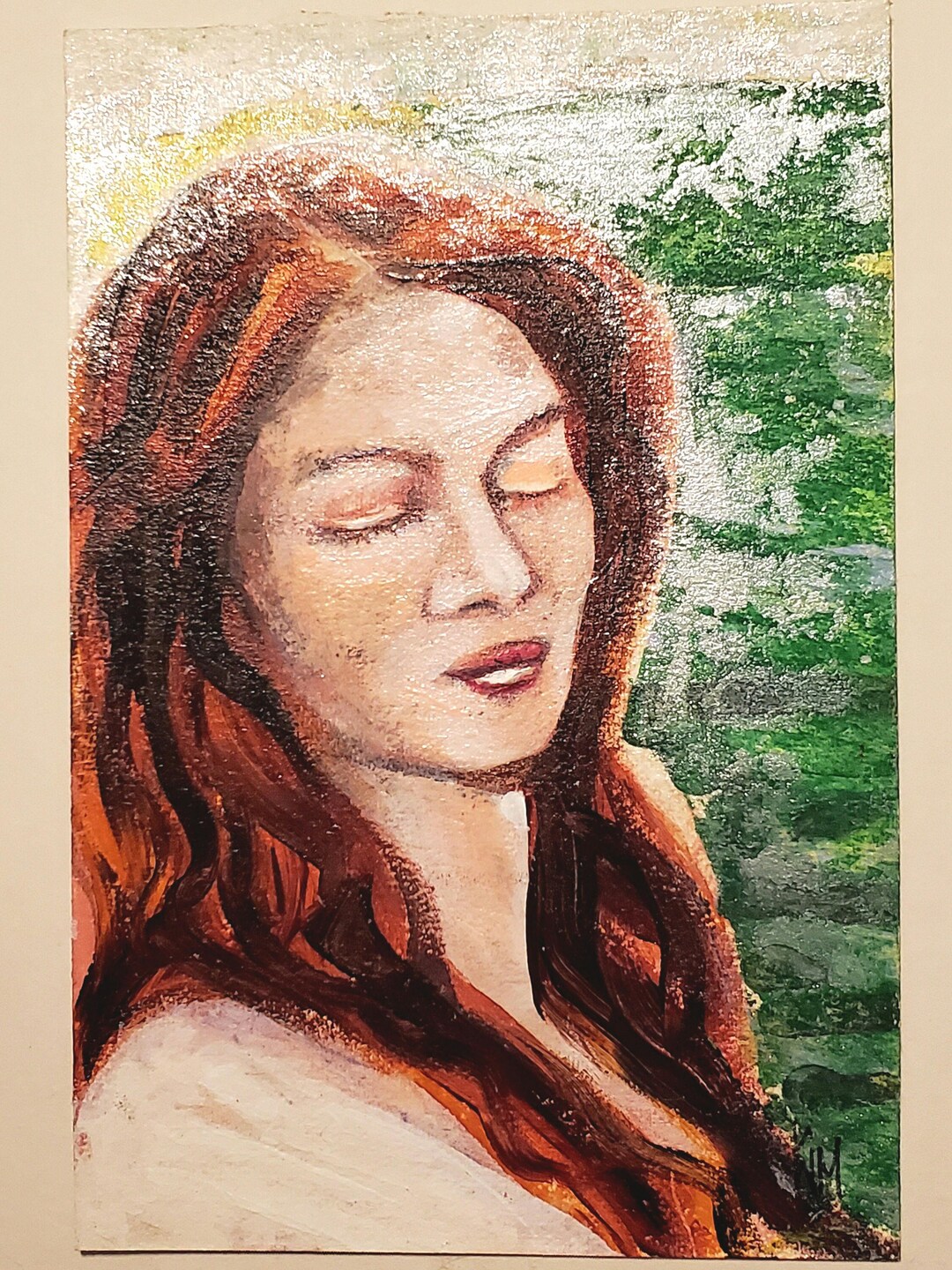 4x6 CELTIC GIRL With LANDSCAPE Original Art Kimartist Beautiful Cute ...