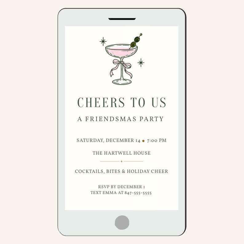 Friendsmas Cocktail Party Invite Template, Editable Canva Design ...