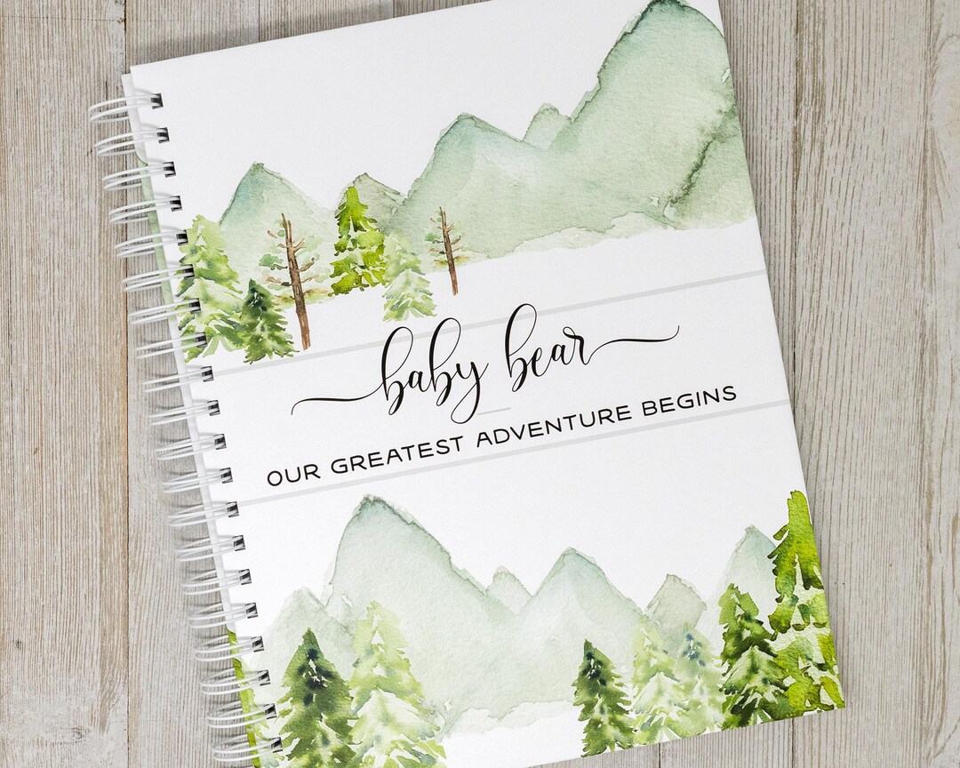 First Year Baby Book - Hardcover Mountains & Forest Baby Journal ...