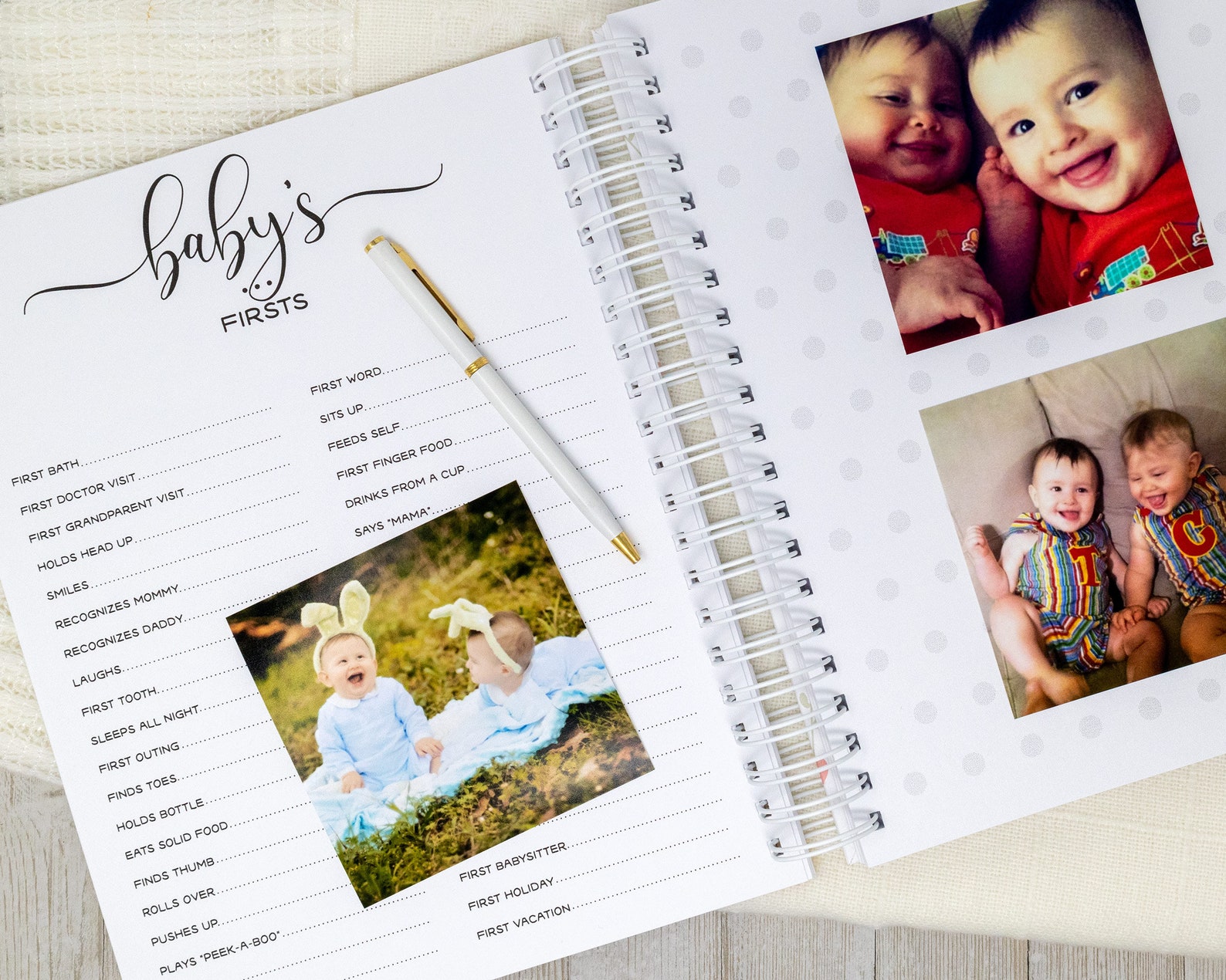 Personalized Twin Baby Book - Hardcover Baby Memory Book for Twin Boys ...