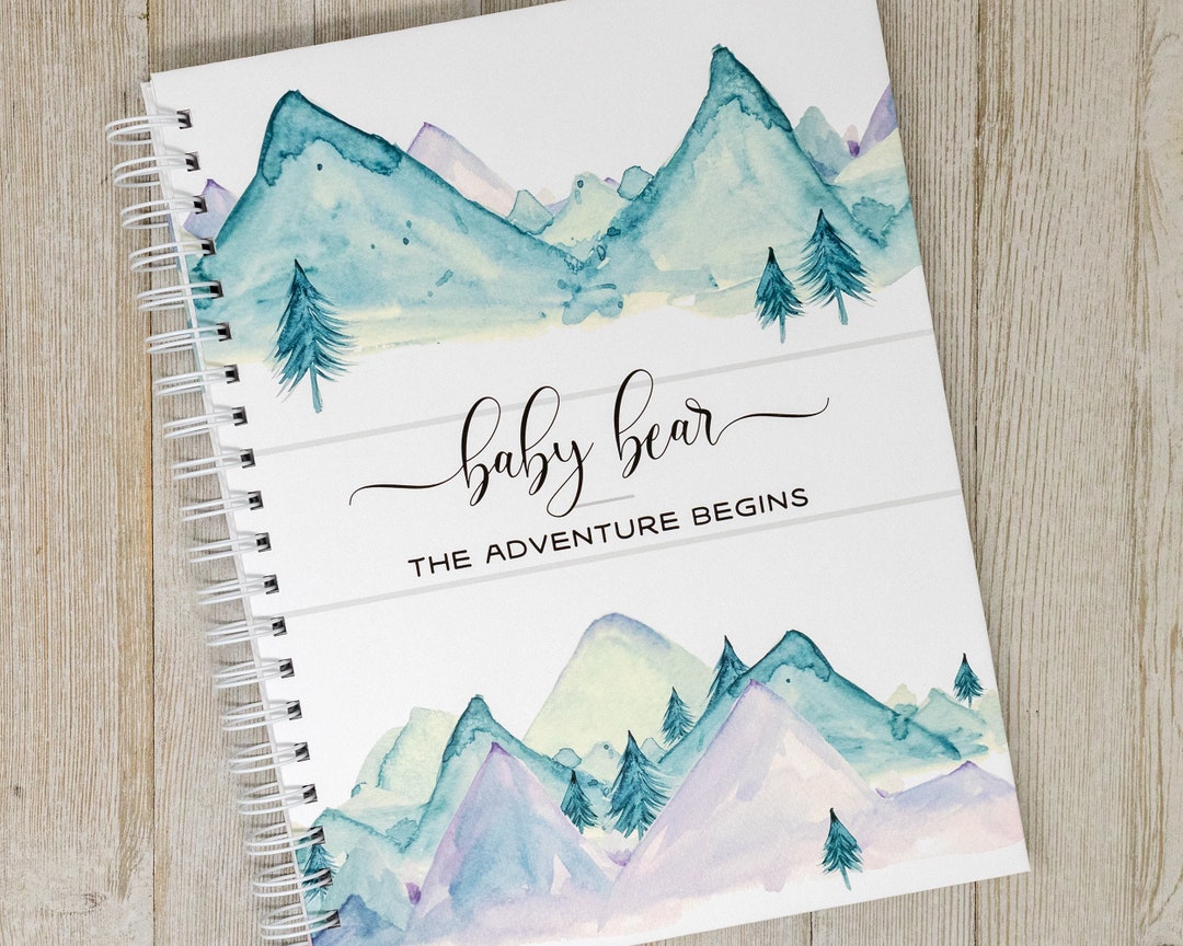 First Year Baby Book - Hardcover Mountains & Forest Baby Journal ...