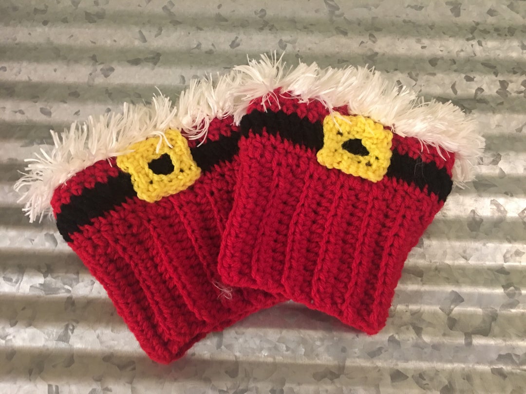 Crocheted Santa Boot Cuffs With Fancy Fur Trim Available in 4 Sizes - Etsy