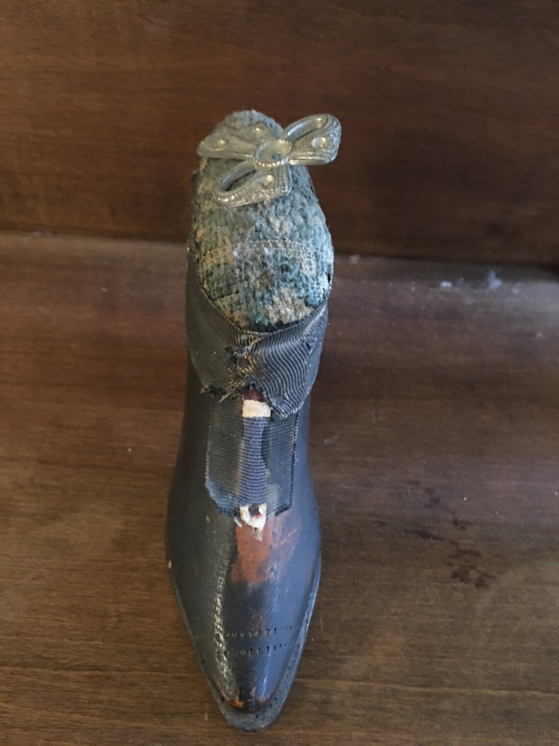 Antique Wooden Shoe or Boot Pin Cushion - Etsy
