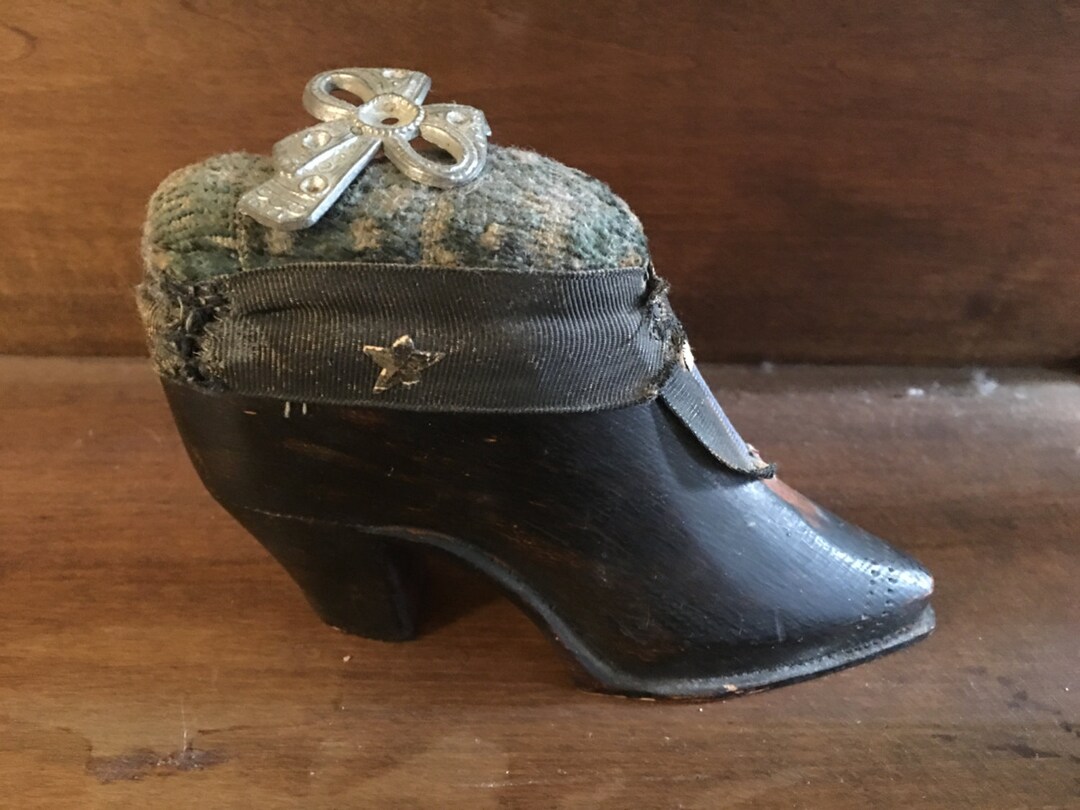 Antique Wooden Shoe or Boot Pin Cushion - Etsy