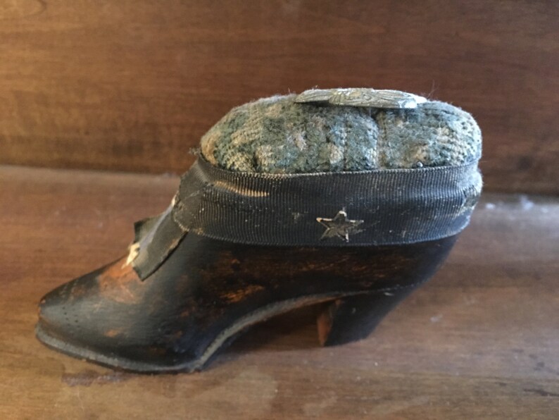 Antique Wooden Shoe or Boot Pin Cushion - Etsy