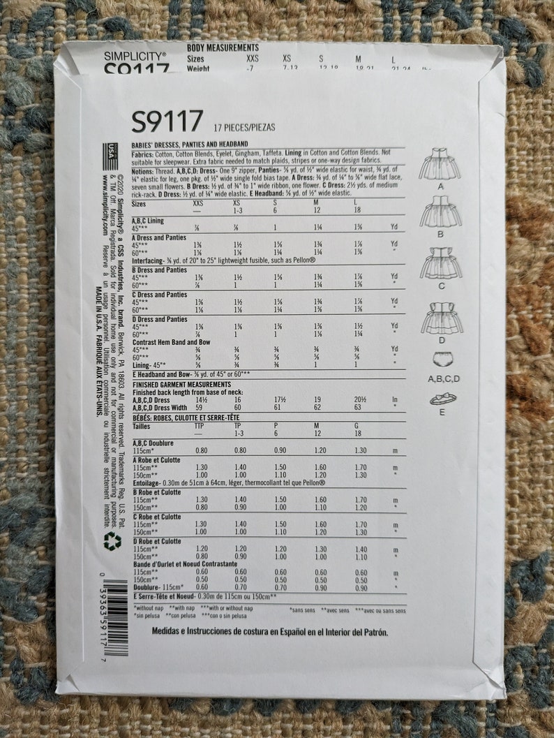 Simplicity Sewing Pattern Babies' Dresses, Panties & Headband UNCUT - Etsy