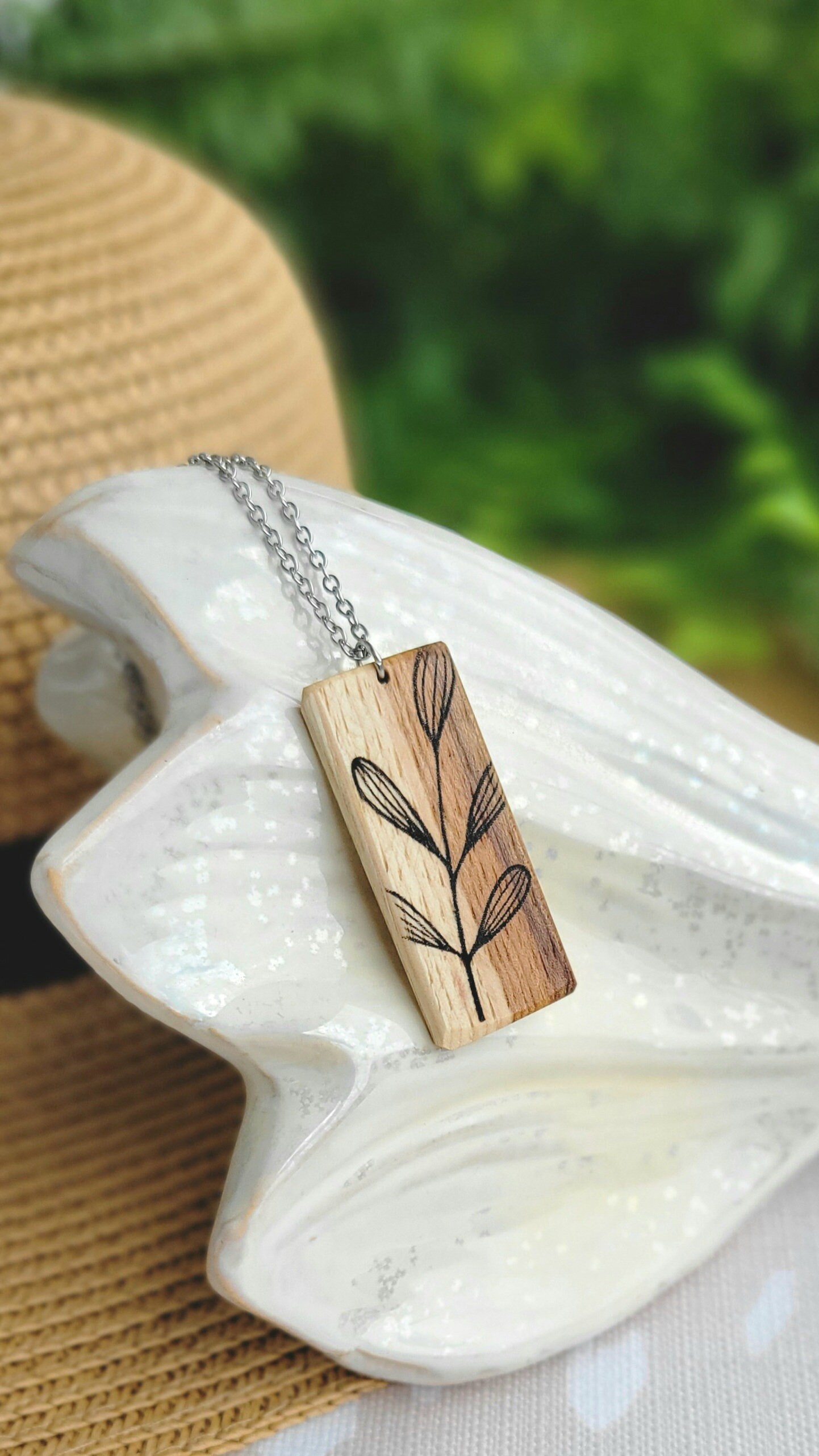 Wood Earrings Earthy Boho Jewelry Minimalist Jewelry Leaf Engraved ...