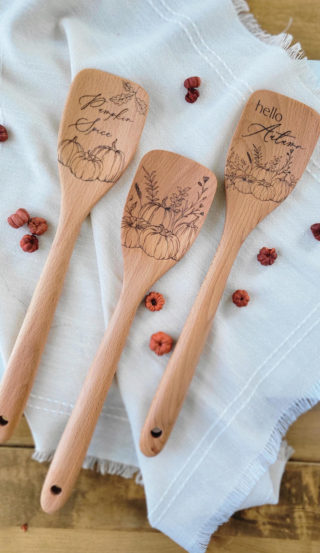 Autumn Engraved Wood Spoons Pumpkin Fall Wooden Spoon Engraved Wood ...