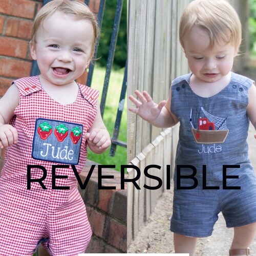 Boys Summer Jon Jon Outfit Reversible Gingham and Seersucker - Etsy
