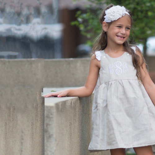 Toddler Linen Flower Girl Dress Infant Ruffle Dress Baby - Etsy