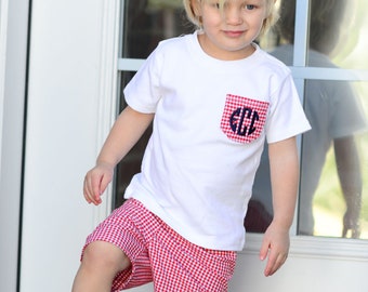 Personalized Initial Pocket Tee Shirt Monogrammed Preppy | Etsy