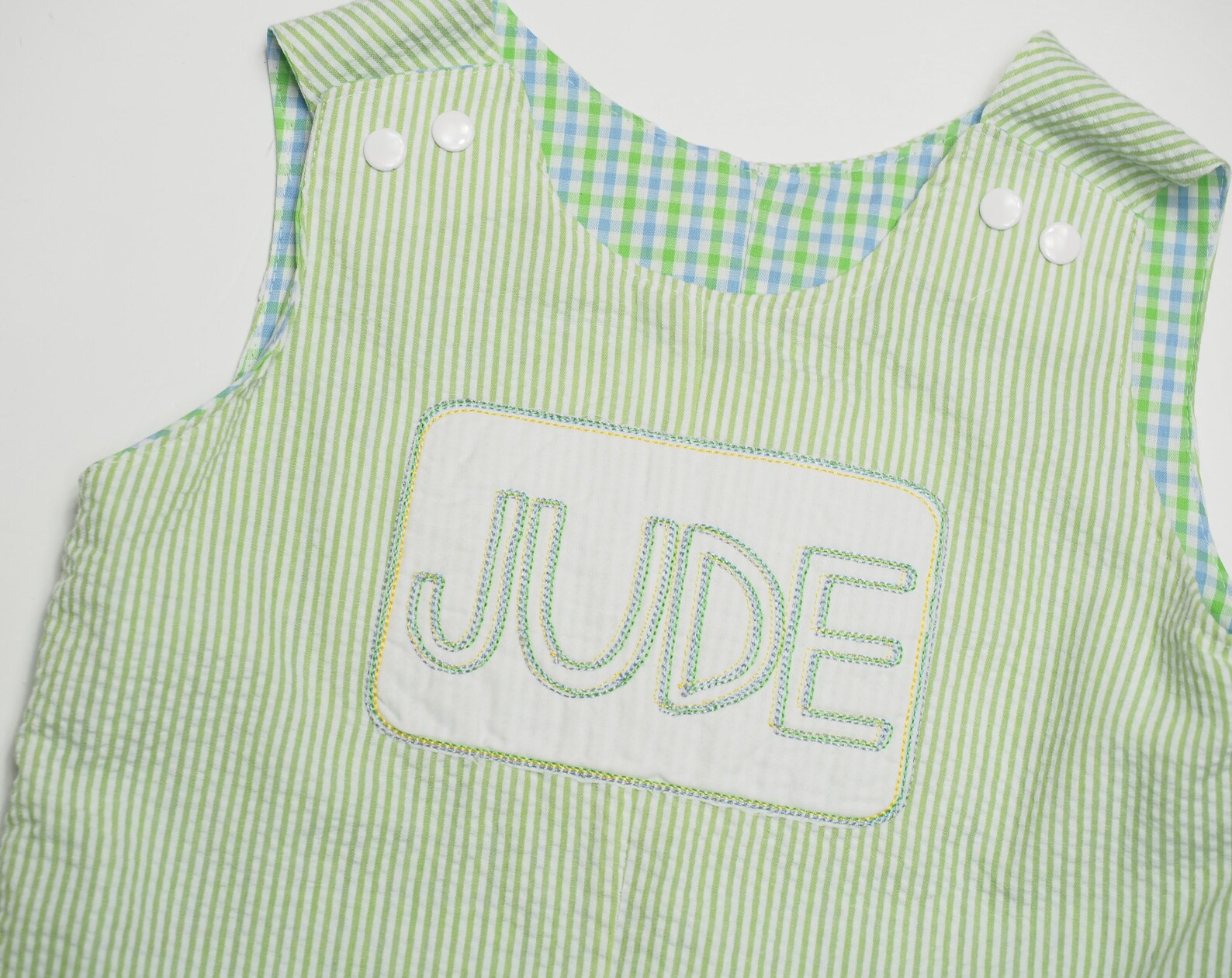 Reversible Boys Summer Jon Jon - Monogrammed Initial Seersucker Gingham ...