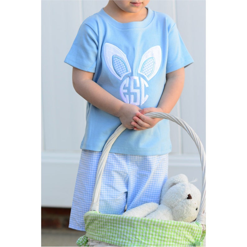 Baby Boy Easter Shorts Outfit Light Blue Bunny Rabbit | Etsy