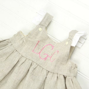 Toddler Linen Flower Girl Dress - Infant Ruffle Dress - Baby Girl Outfit - Girls Easter Dress ...