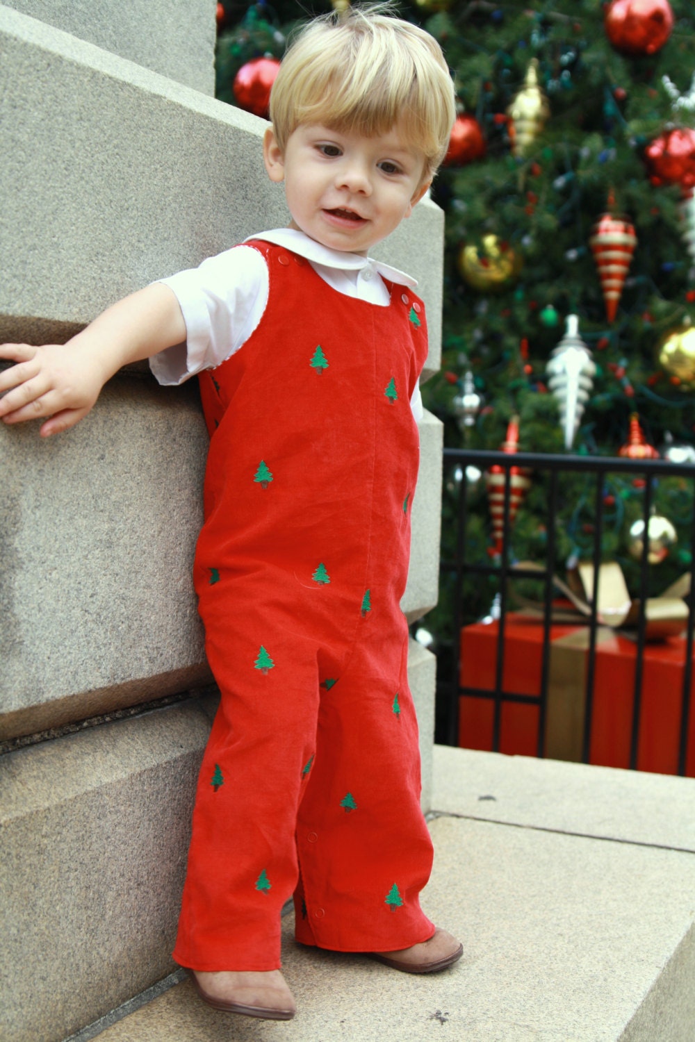 Baby Boy Christmas Overalls - Newborn 3 6 Month Longalls - Embroidered ...