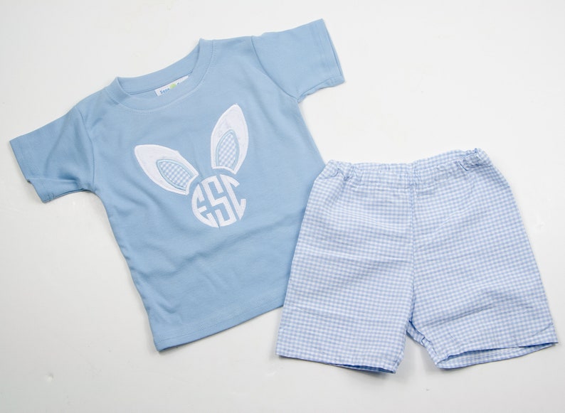 Baby Boy Easter Shorts Outfit Light Blue Bunny Rabbit | Etsy