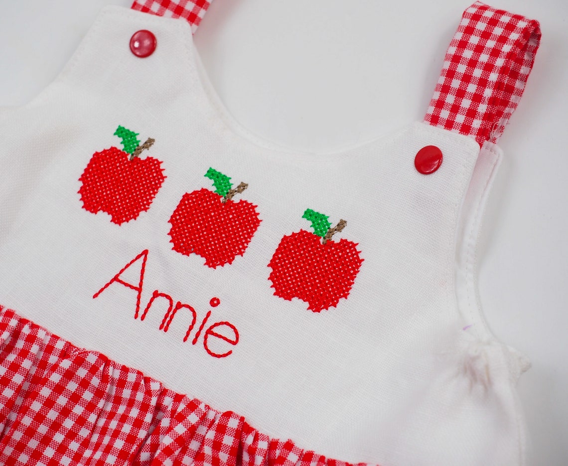 First Day of School Apple Dress Personalized Girls Back to - Etsy
