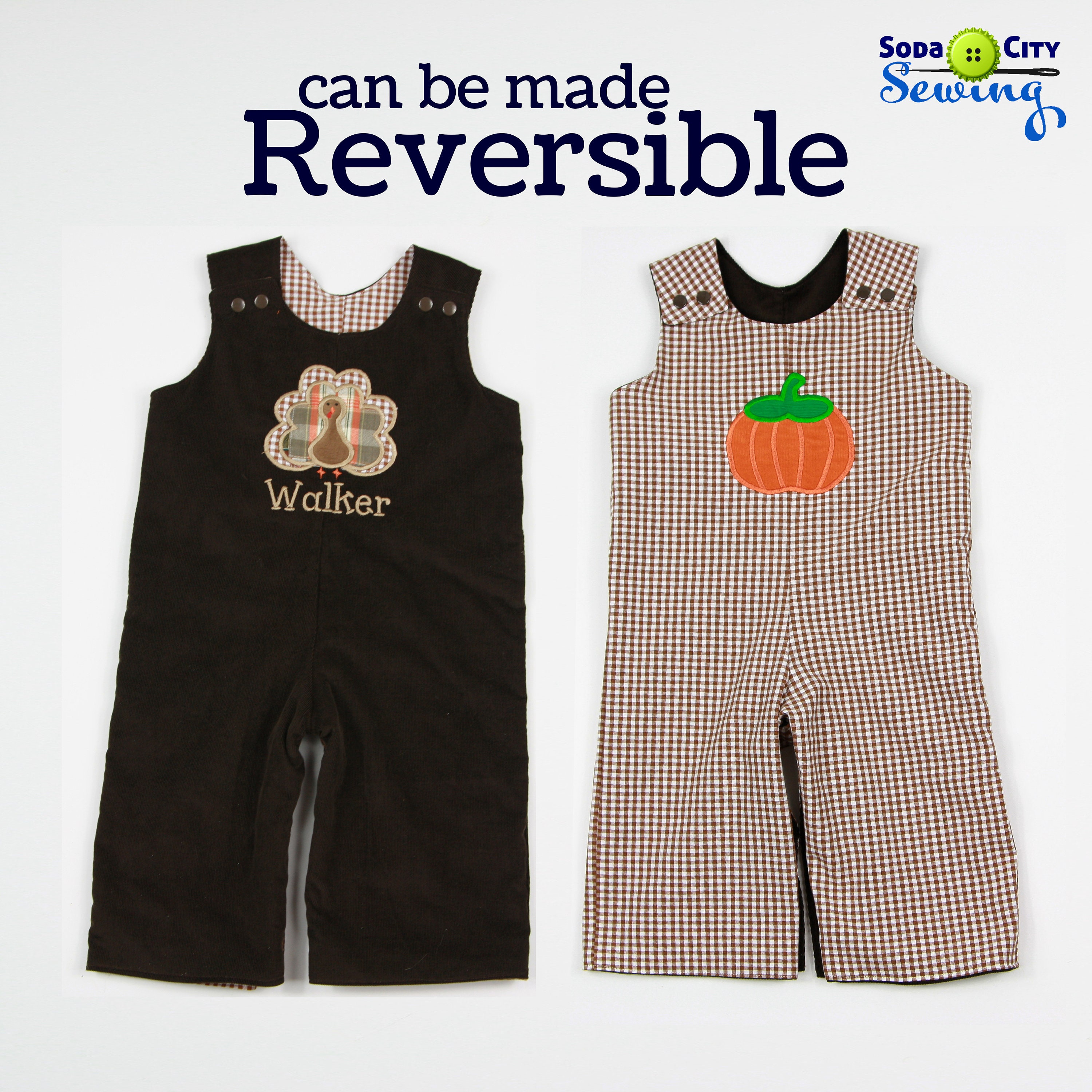 Reversible Thanksgiving Longalls Pumpkin on Brown Gingham and | Etsy