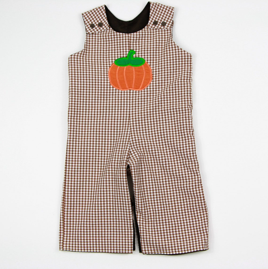 Reversible Thanksgiving Longalls Pumpkin on Brown Gingham and - Etsy