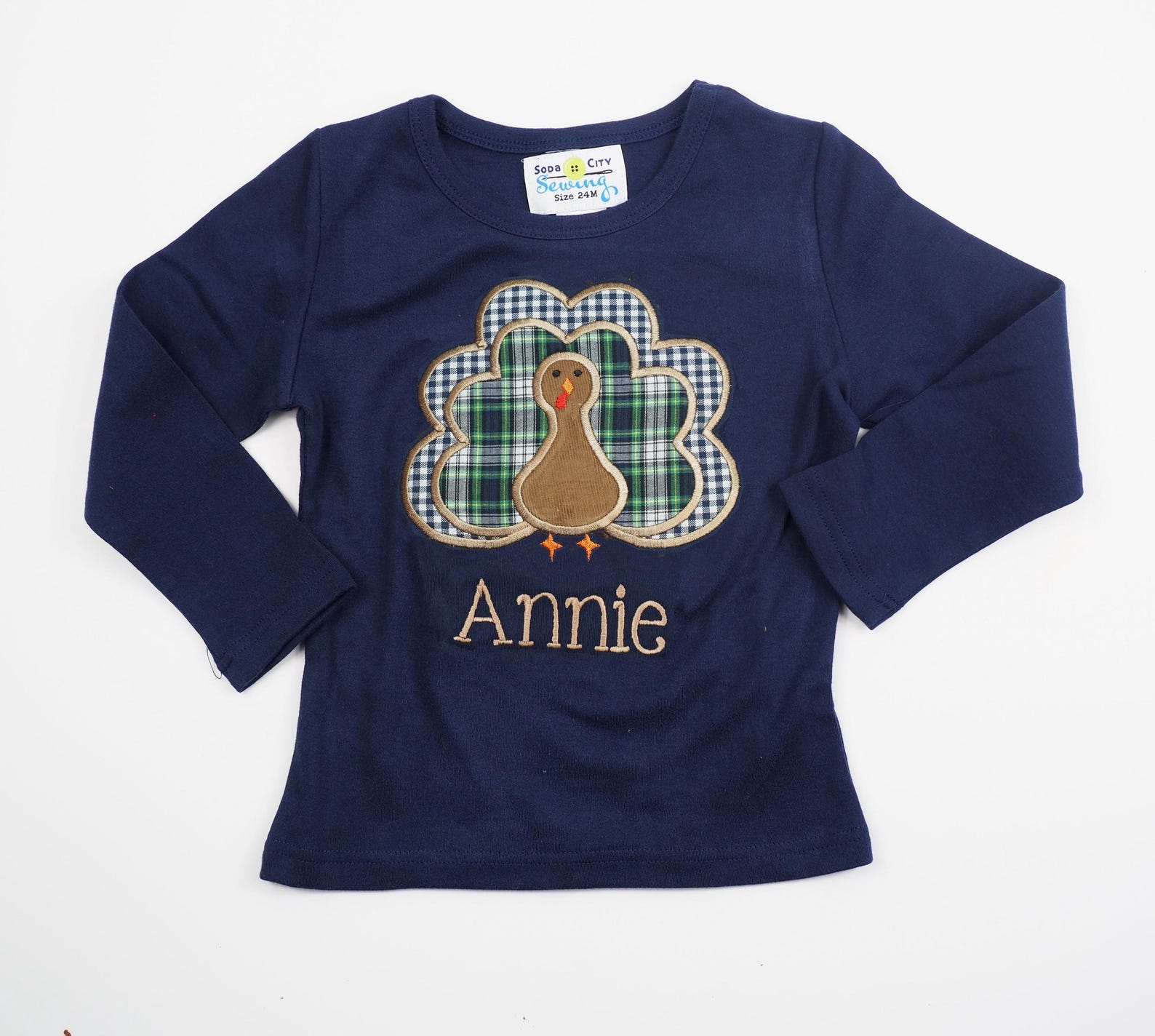 Girls Thanksgiving Turkey Shirt With Navy Gingham Skirt - Toddler Girl ...