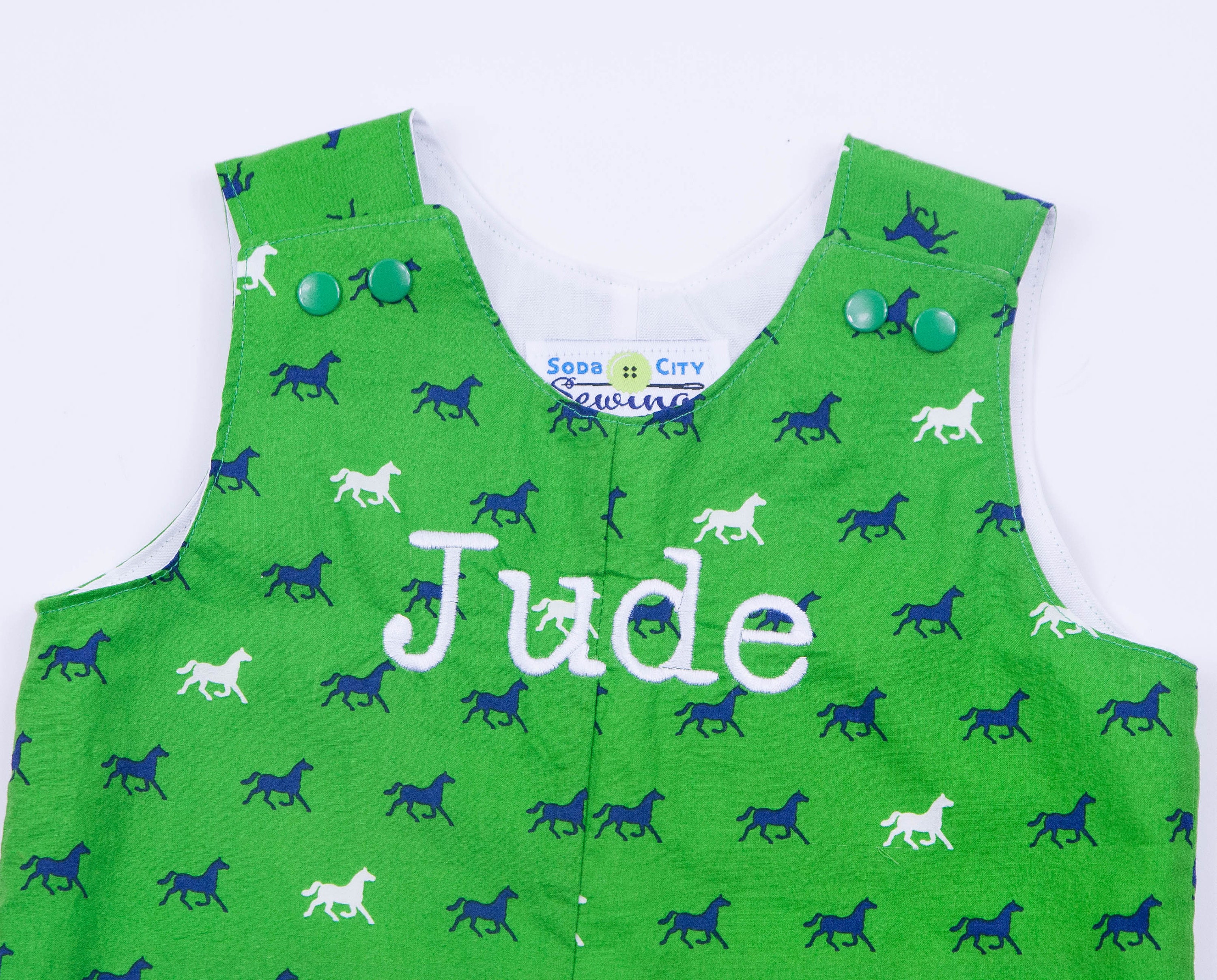 Boys Horse Shortall Romper - Navy & Kelly Green Overalls - Little Boy ...